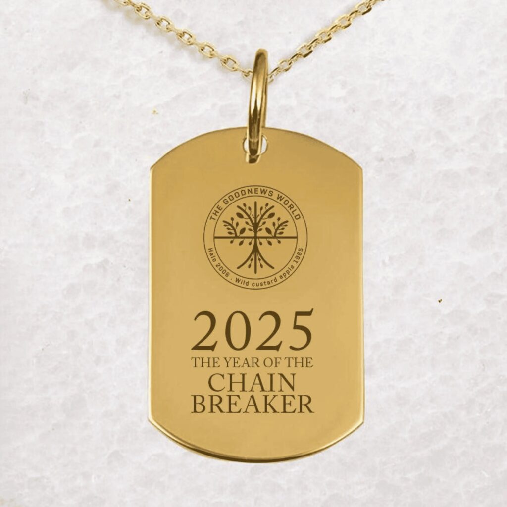 2025 The Year Of The Chain Breaker - Gold Chain Dog Tag - Official Website for Uebert Angel